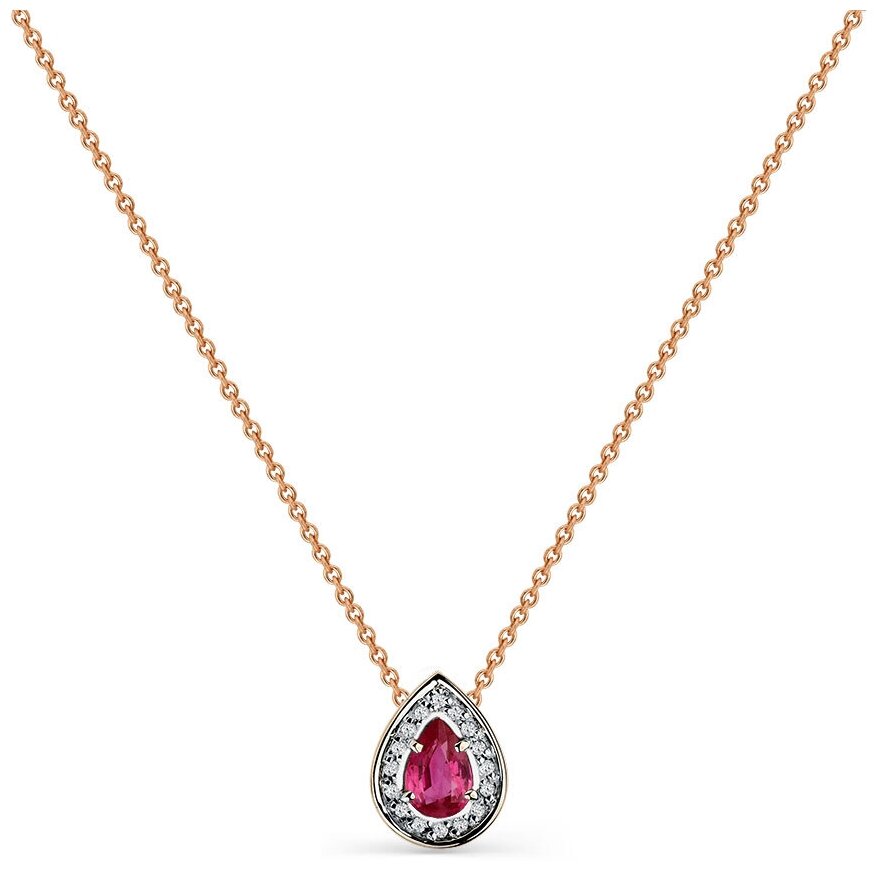 Колье, красное золото, 585 проба, рубин, бриллиант