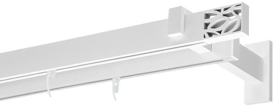 Карниз настенный металлический двухрядный профильный Хай-тек 240 см белый (148.465)