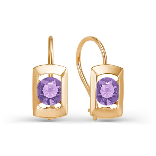 Серьги, золото, 585 проба, фианит