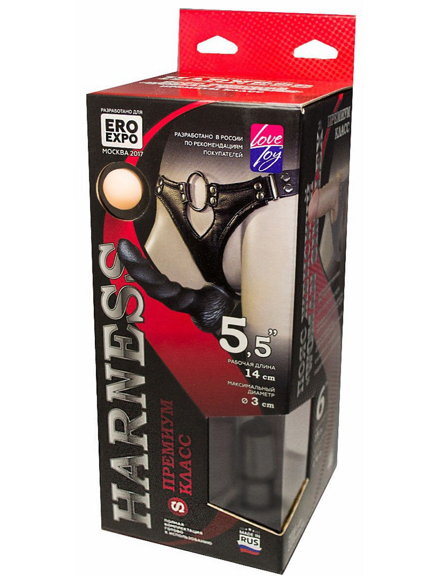 Комплект: страпон для женщин с 3 разными насадками, c удобным поясом Harness + бандаж