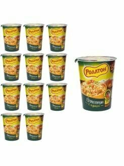Лапша быстрого приготовления Роллтон куриная 70 гр стакан 12 штуки