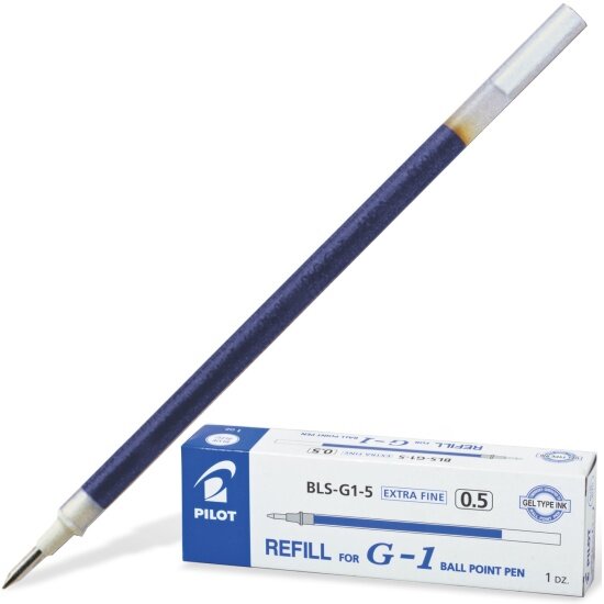 Стержень гелевый Pilot , 128 мм, синий, узел 0,5 мм, линия письма 0,3 мм, BLS-G1-5