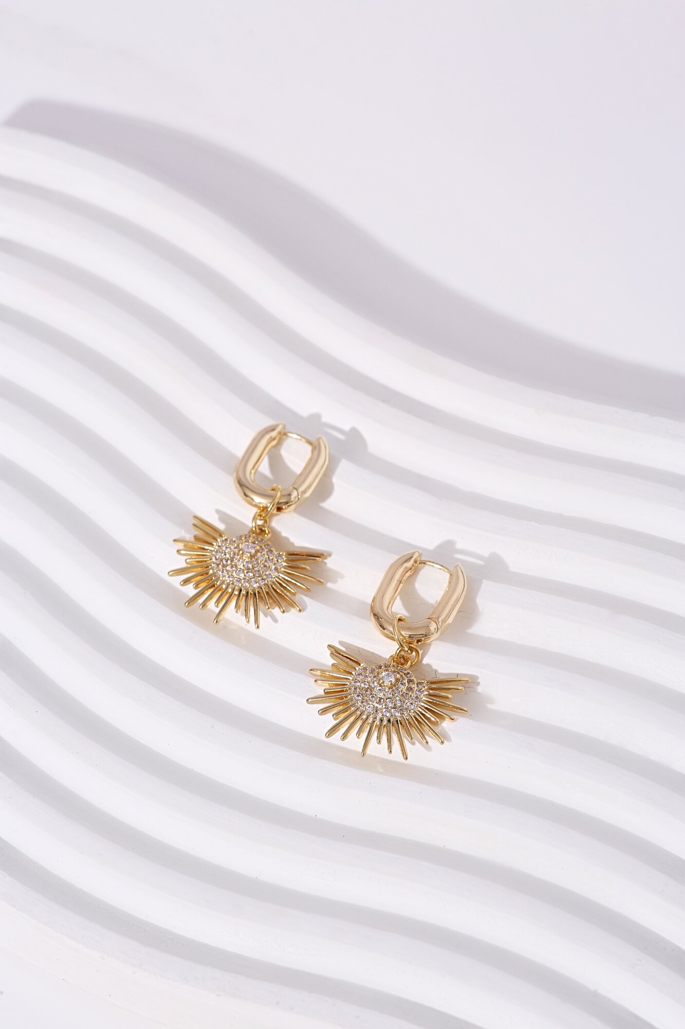 Серьги-трансформеры BLV Jewerly, фианит, золотистый — фото 1