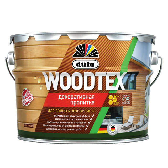 Средство деревозащитное DUFA Woodtex 9л тик, арт. МП00-011828