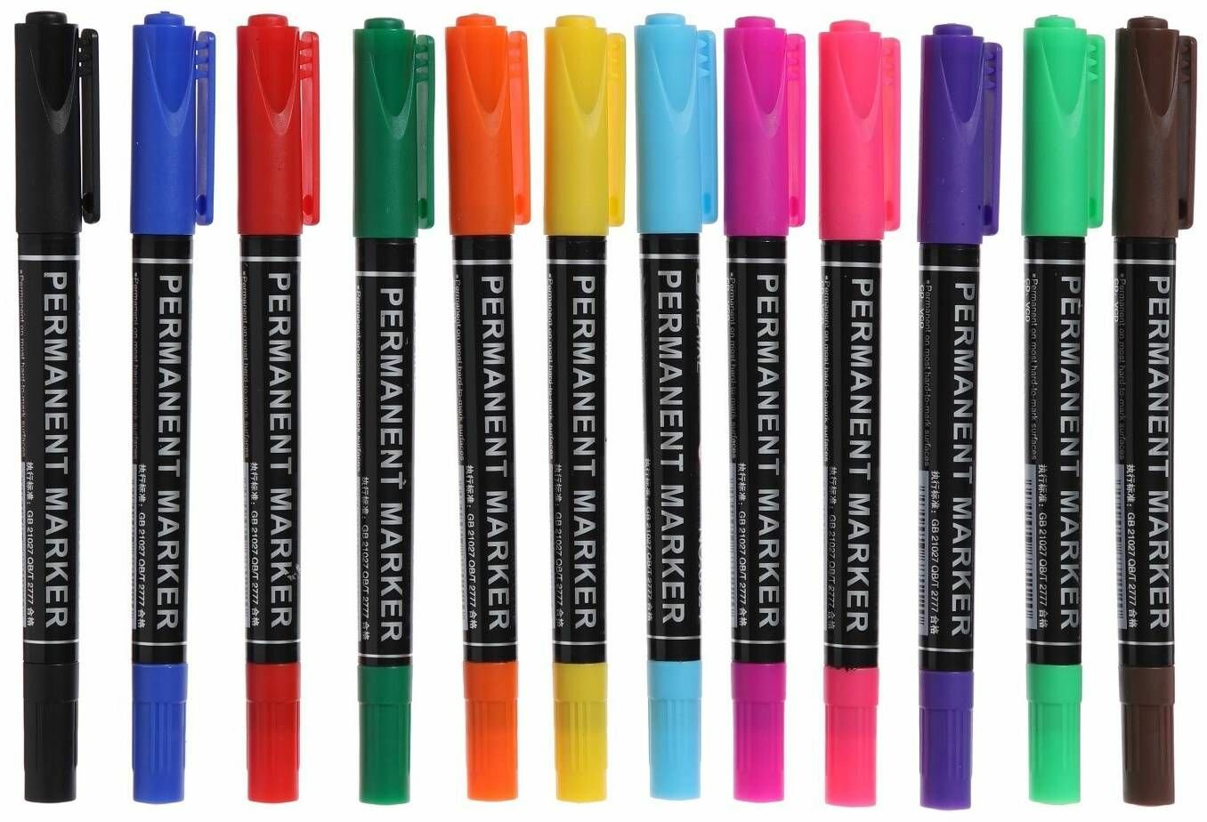 Набор перманентных маркеров-линеров, цветные фломастеры для рисования и творчества, двусторонние текстовыделители, 12 цветов