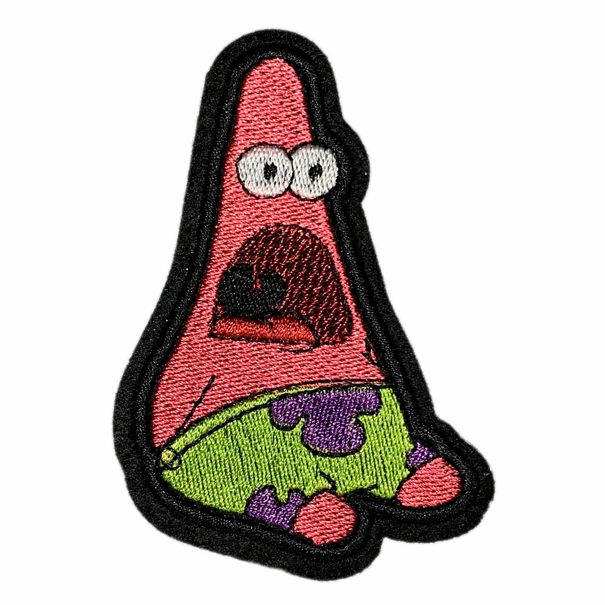 Нашивка, шеврон, патч (patch) Спанч Боб Патрик разинул рот, размер 8,5*4,8 см