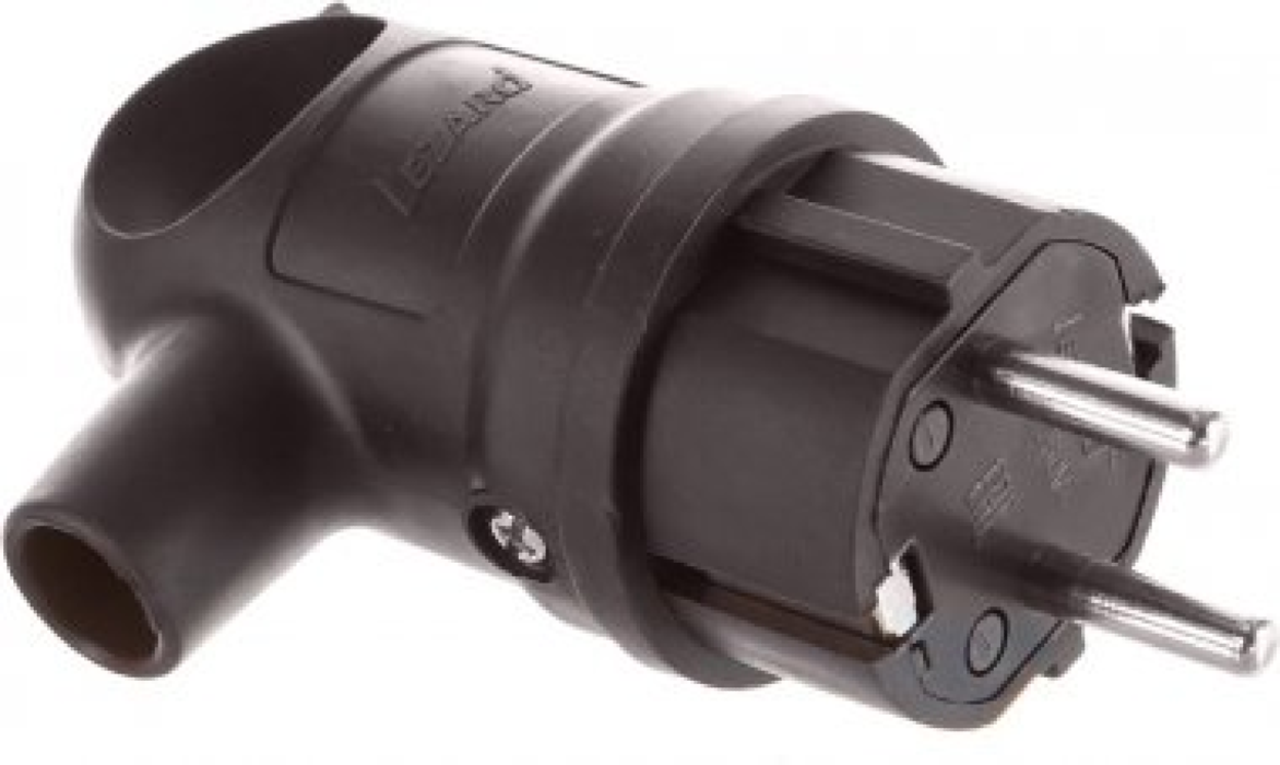 Вилка силовая кабельная Lezard / Лезард с ручкой из каучука, черная, 2Р+РЕ 1х16А 220-240V, IP44 / электрика