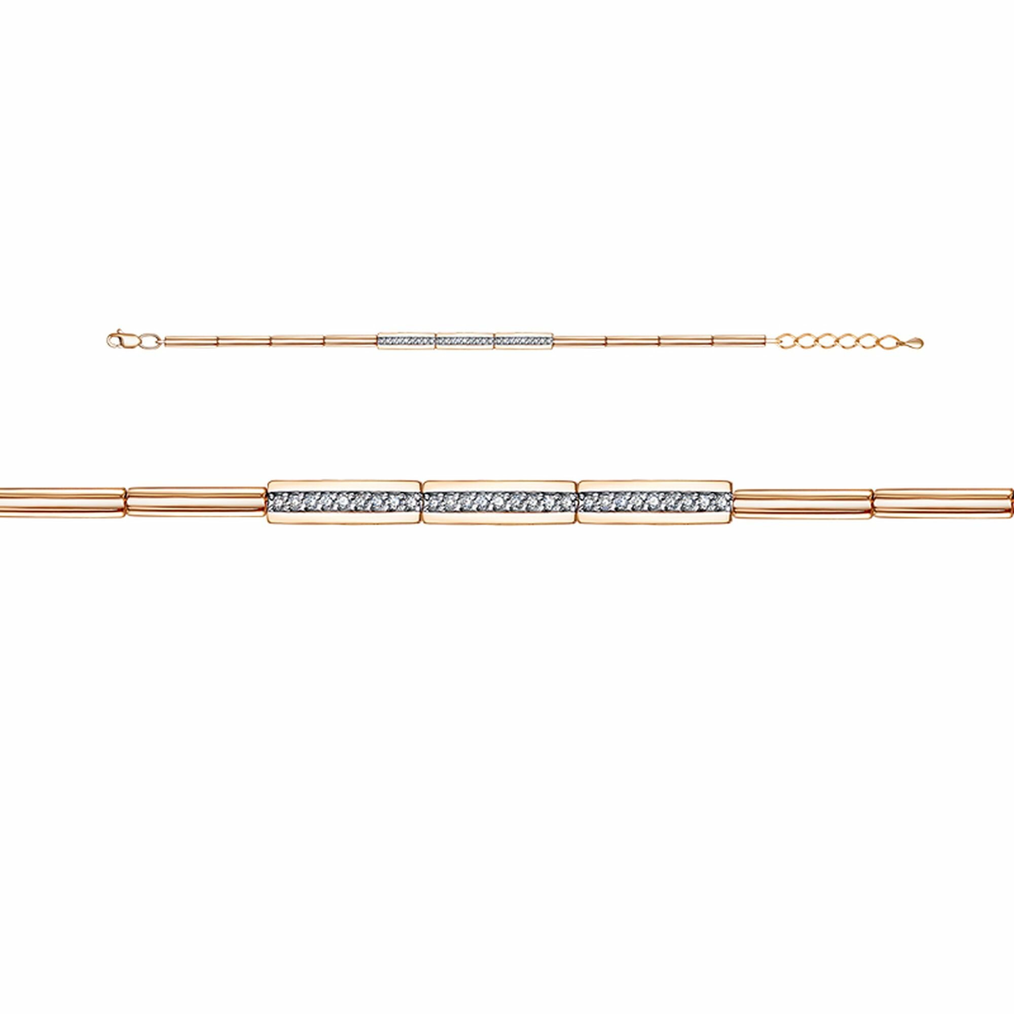 Браслет, красное золото, 585 проба, бриллиант