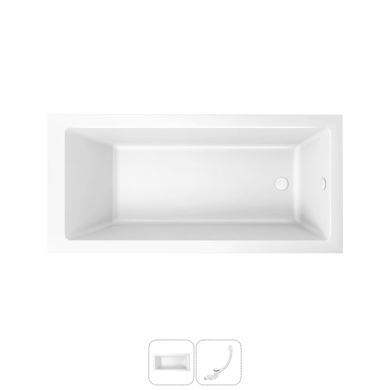 Акриловая ванна 170x80 Lavinia Boho Element 202010785 в наборе 2 в 1: прямоугольная ванна 170 x 80 см, слив-перелив