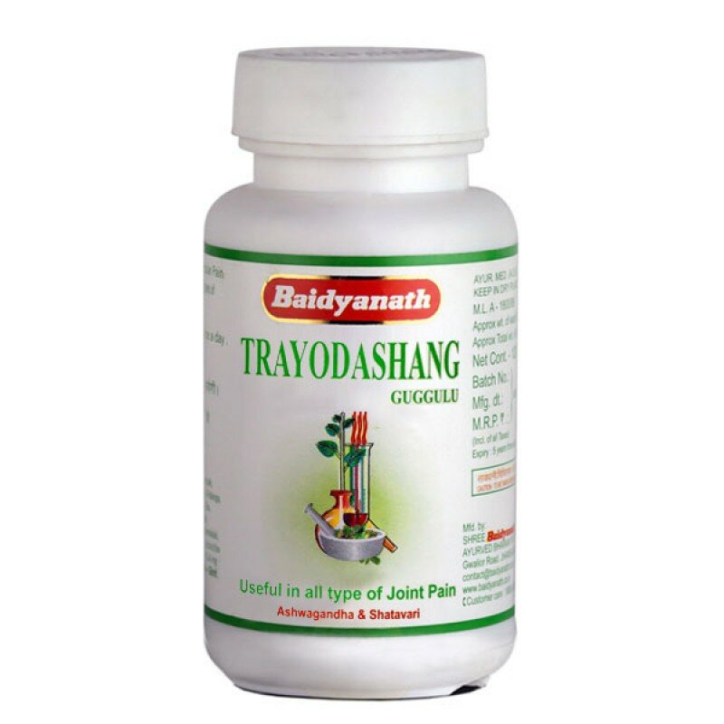 Трайодашанг Гуггул марки Байдианат для опорно-двигательного аппарата Trayodashang Guggulu Baidyanath, 80 таб.