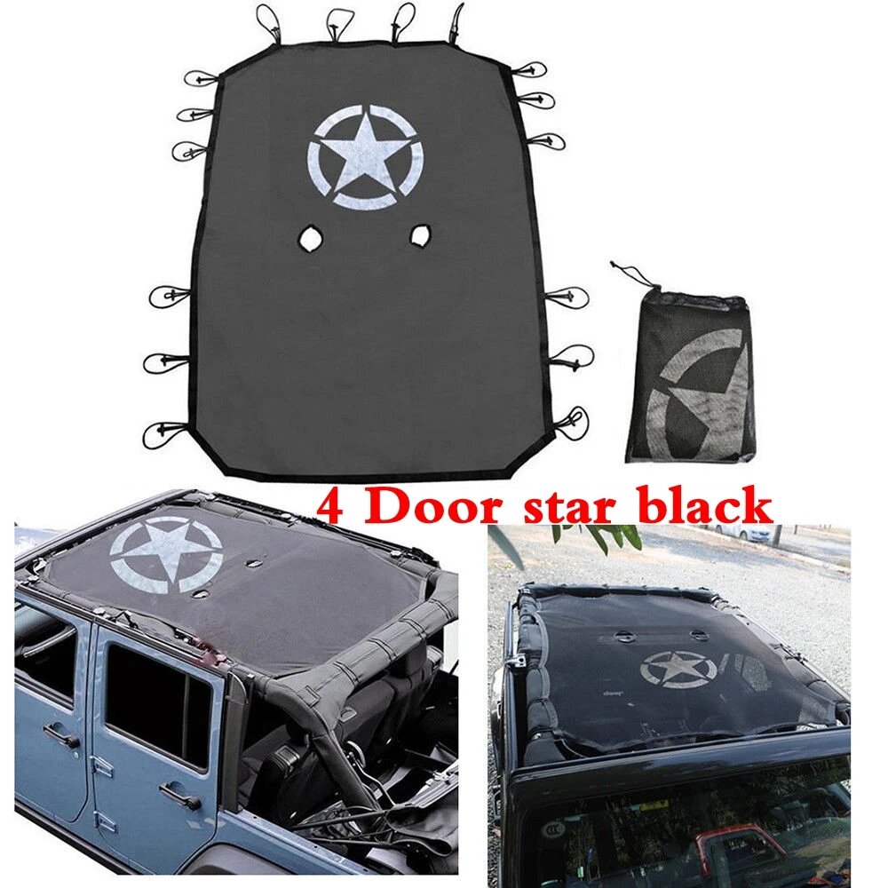 Сетчатый козырек на крышу Jeep Wrangler JK JKU 4 Door Star Black
