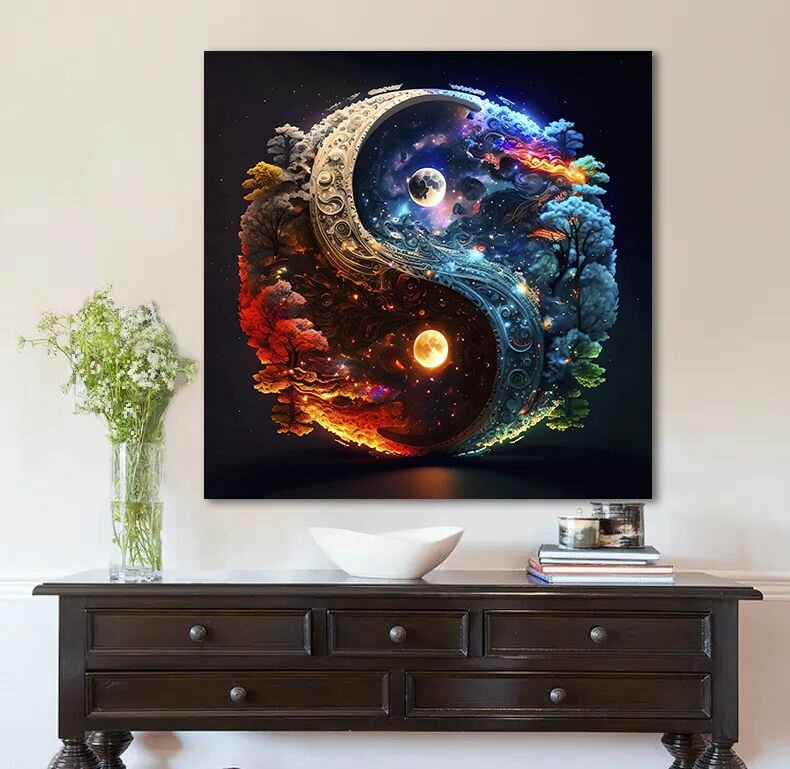 Картина ВсеКартины. тут "Инь-Янь, Дракон", на подрамнике, 40x40 см