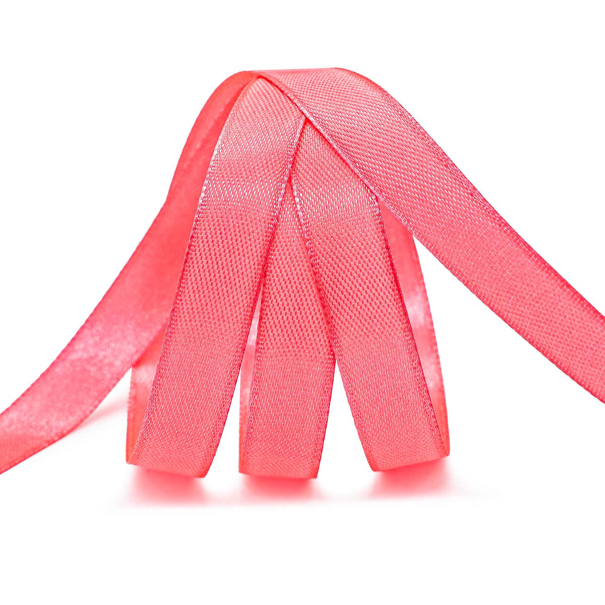 Лента атласная декоративная Айрис, 1,2см*22,86м, полиэстер (024 коралловый)