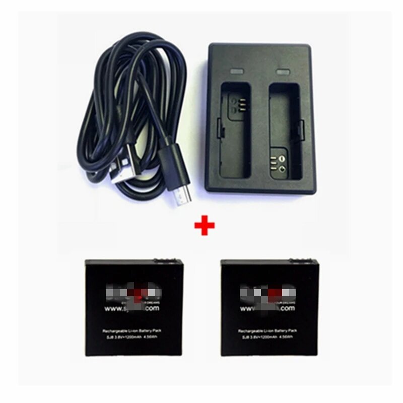 Аксессуары для SJCAM SJ8: батарея 1200 мАч (1/2/3 шт.) + зарядное устройство 2battery1charger