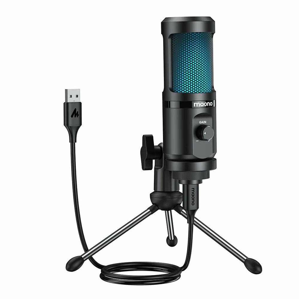 MAONO Gaming USB Microphone Desktop Condenser Microfono Podcast, Breathing Light с усилением для записи, подкастинга, потоковой передачи, YouTube, записи, потоковой передачи