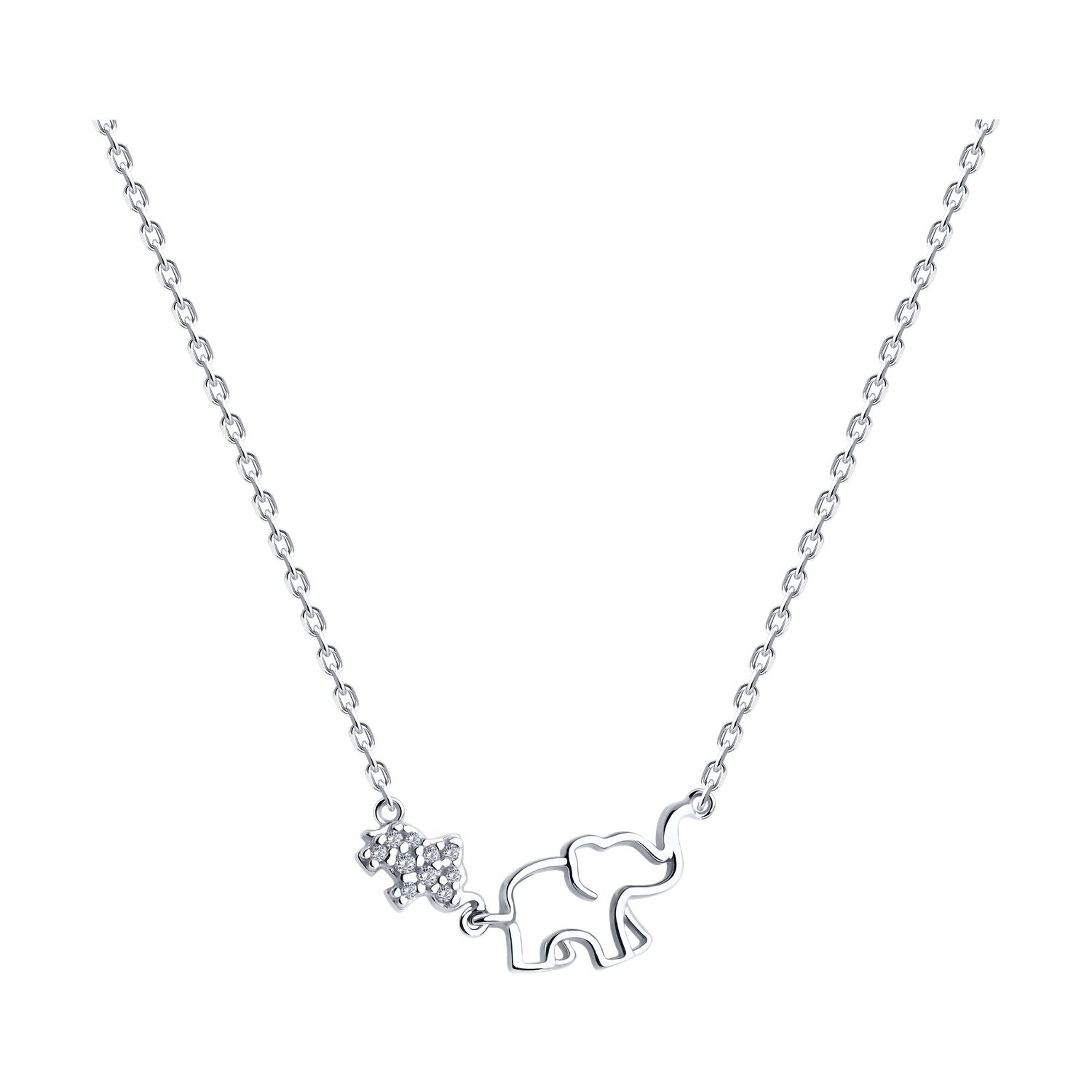 Колье, серебро, 925 проба, родирование, фианит