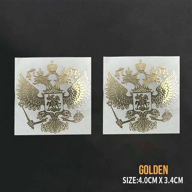 1 ПК герб России никель металл автомобильные наклейки Герб Российской Федерации автомобильные наклейки Золотой Sliver XS Golden 2PCS