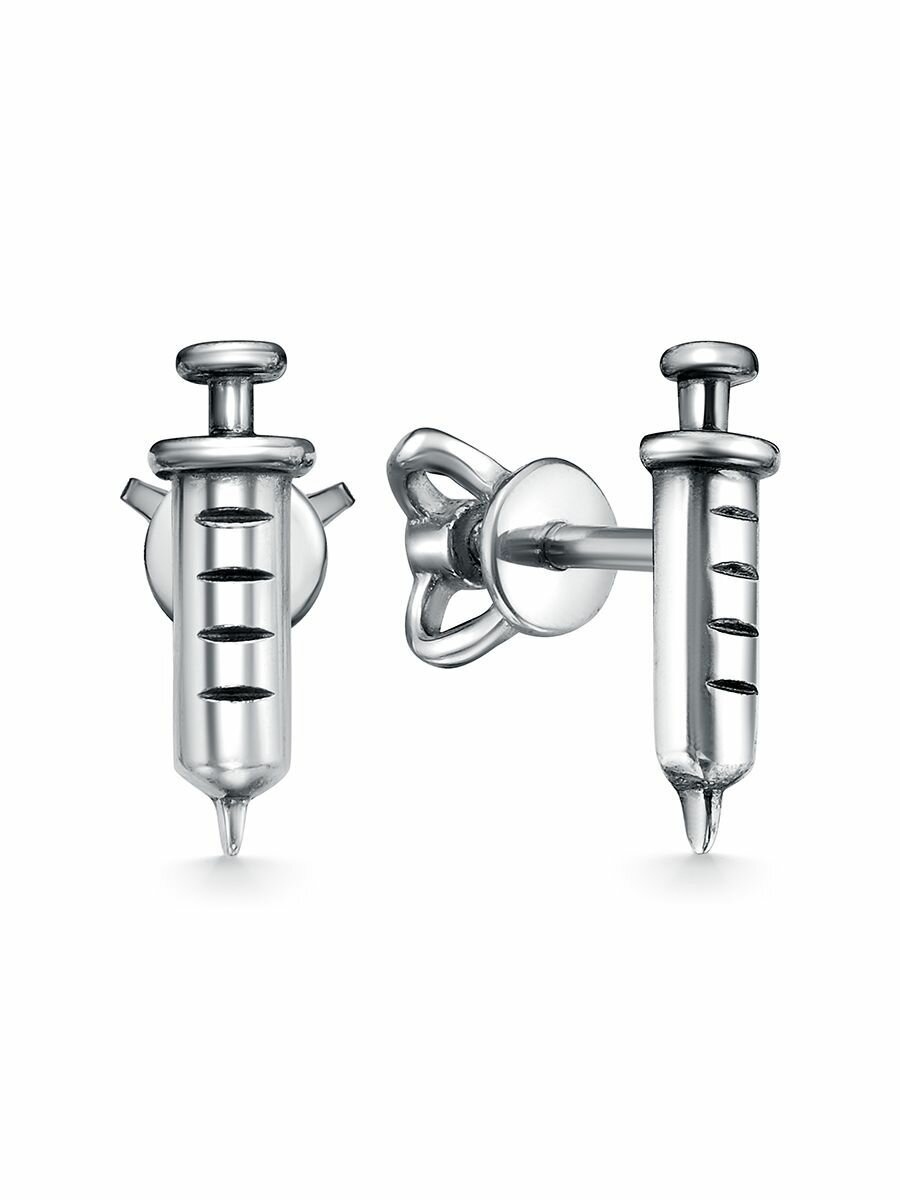 Серьги пусеты MSJewellery, серебро, 925 проба, оксидирование, , серебристый — фото 1