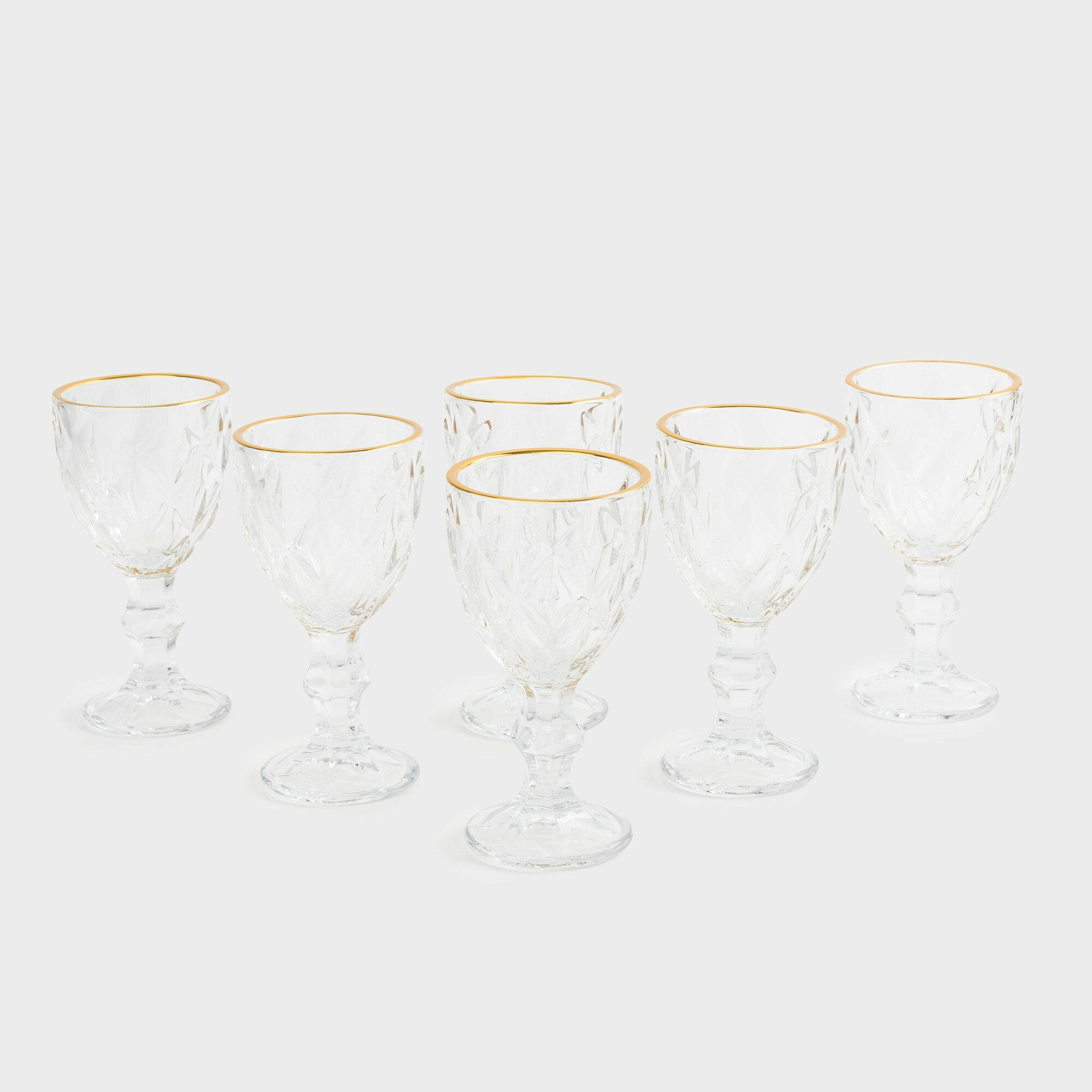 Рюмка, 50 мл, 6 шт, стекло Р, с золотистым кантом, Rhomb gold
