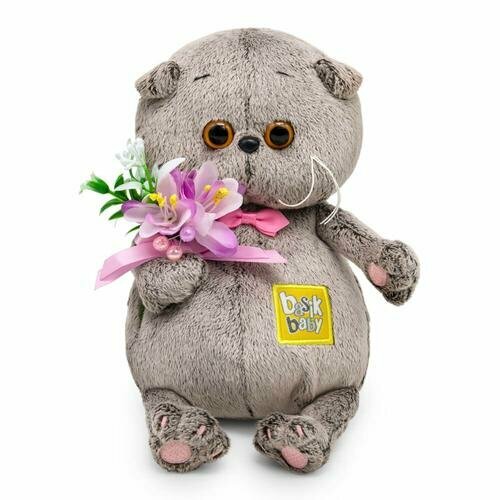 Budi Basa Мягкая Игрушка Кот Басик BABY с подснежниками (20см, в подарочной коробке) BB-135