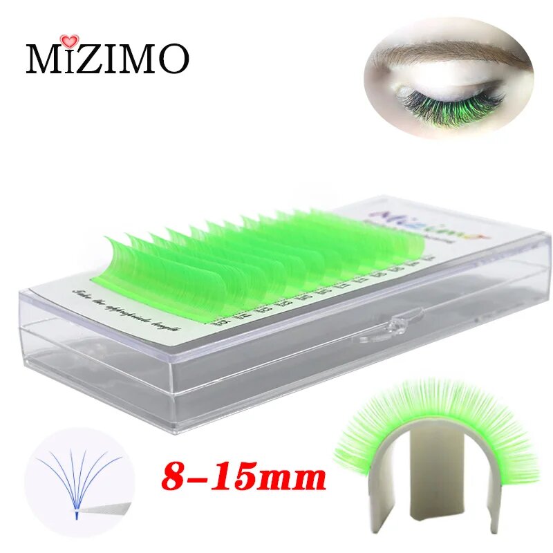 MIZIMO Ресницы синтетические D-изгиб, 0.10 мм, yingguanglv, 8-15 мм