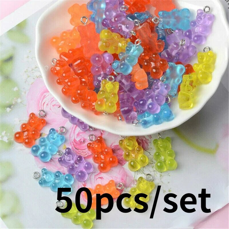 Мини-подвески медведи акрил, 50шт, цвет B-mixed color