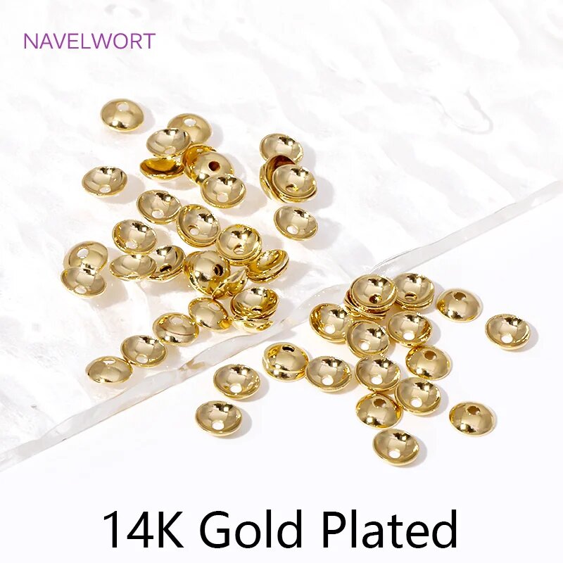 Латунные круглые бусины с золотым покрытием NAVELWORT 3-4 мм 50/100 шт. 4mm-50 pieces, 14K Gold Plated