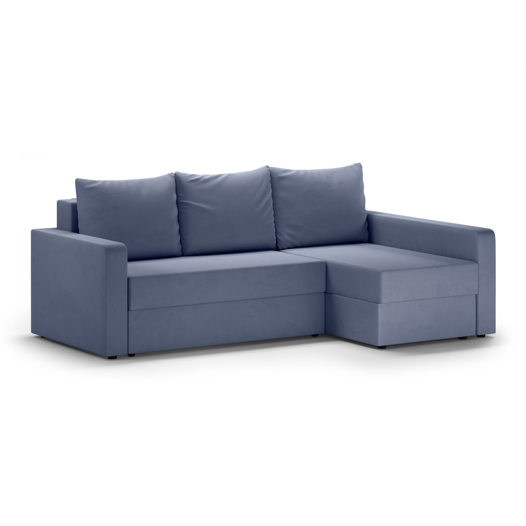 Диван угловой WESTENY "ART-104 правый" 236х155х81, 150х208, 3 места, синий велюр