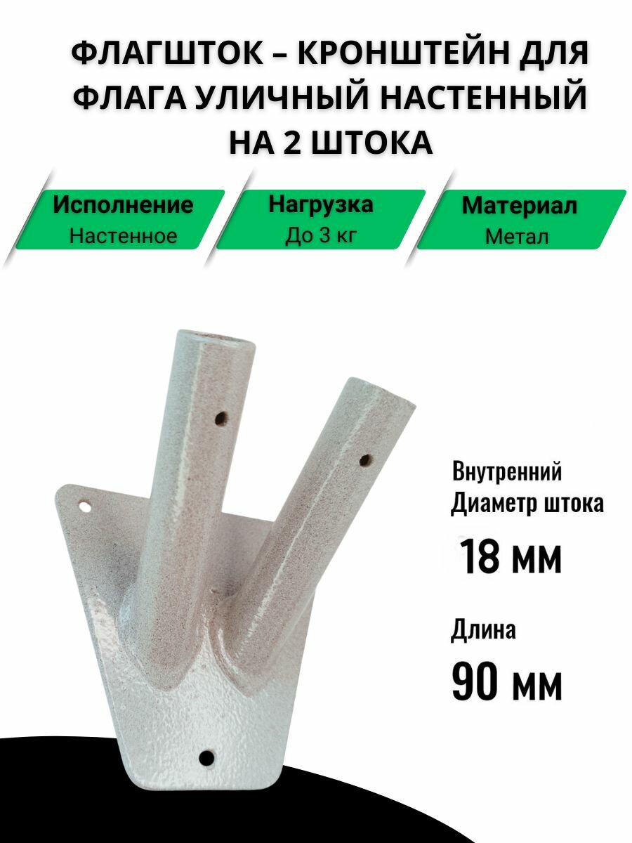 Флагшток уличный для 2 флагов настенный