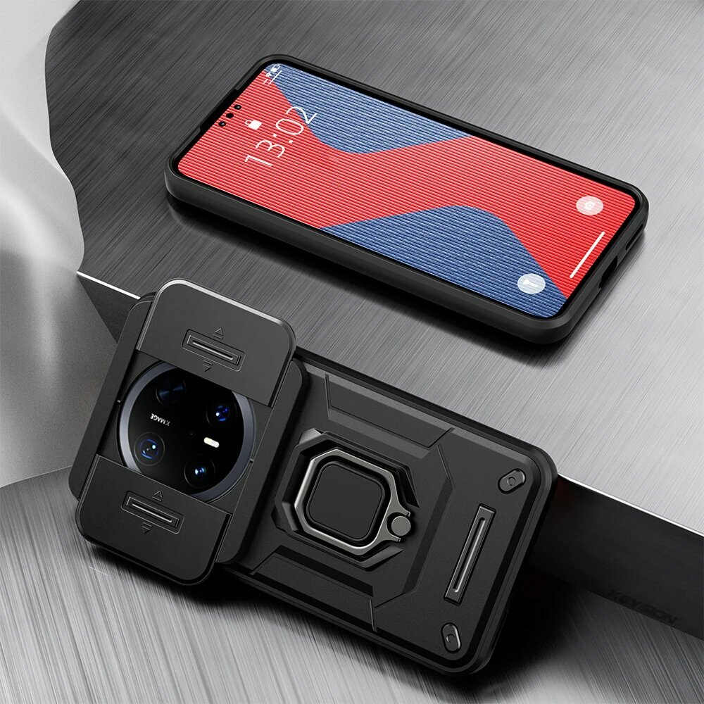 Противоударный чехол KEYSION для Huawei Mate 70 Pro, защитное кольцо для объектива камеры, подставка, задняя крышка для телефона Huawei Mate 70 Pro +