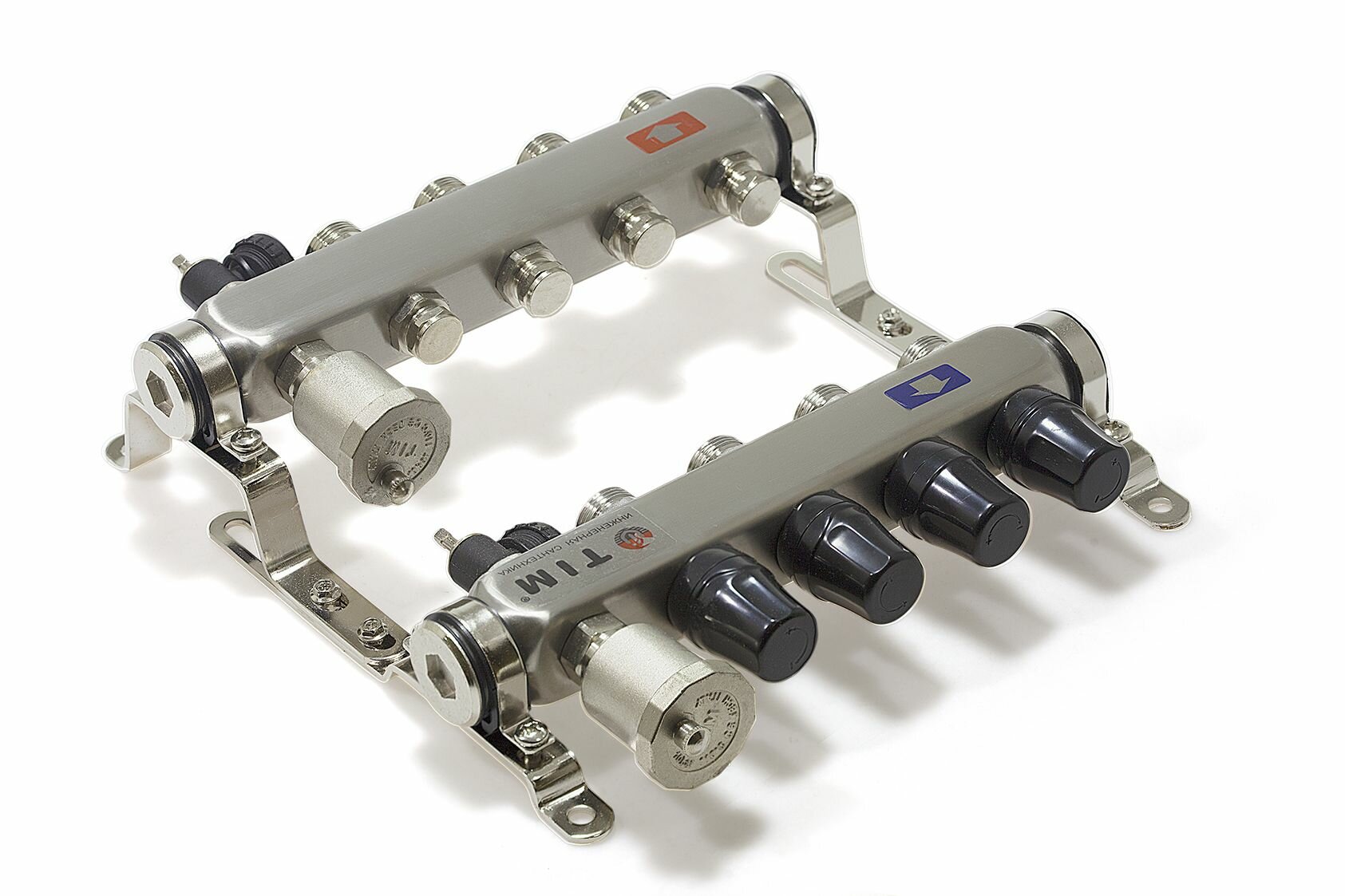 Коллектор нерж. сталь без расходомеров и кранов 1"х3/4" 4-вых.