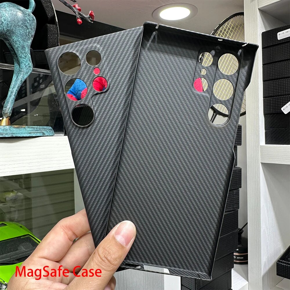 Чехол для Samsung Galaxy S23 Ultra, черный, углеволокно
