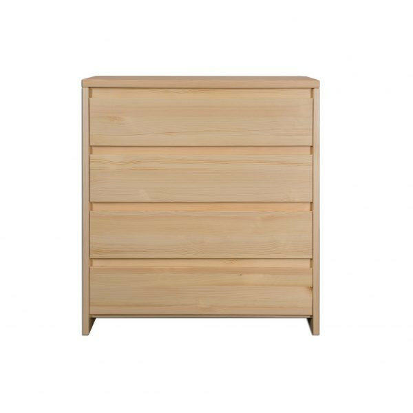 Комод деревянный Ника 4 ящика рианна из массива сосны 85*40*100, цвет - лак прозрачный