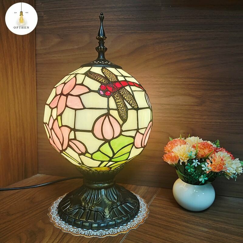 Настольная лампа тиффани, витражное стекло, 8X14.5 дюймов антикварная лампа винтаж украсить для прикроватных