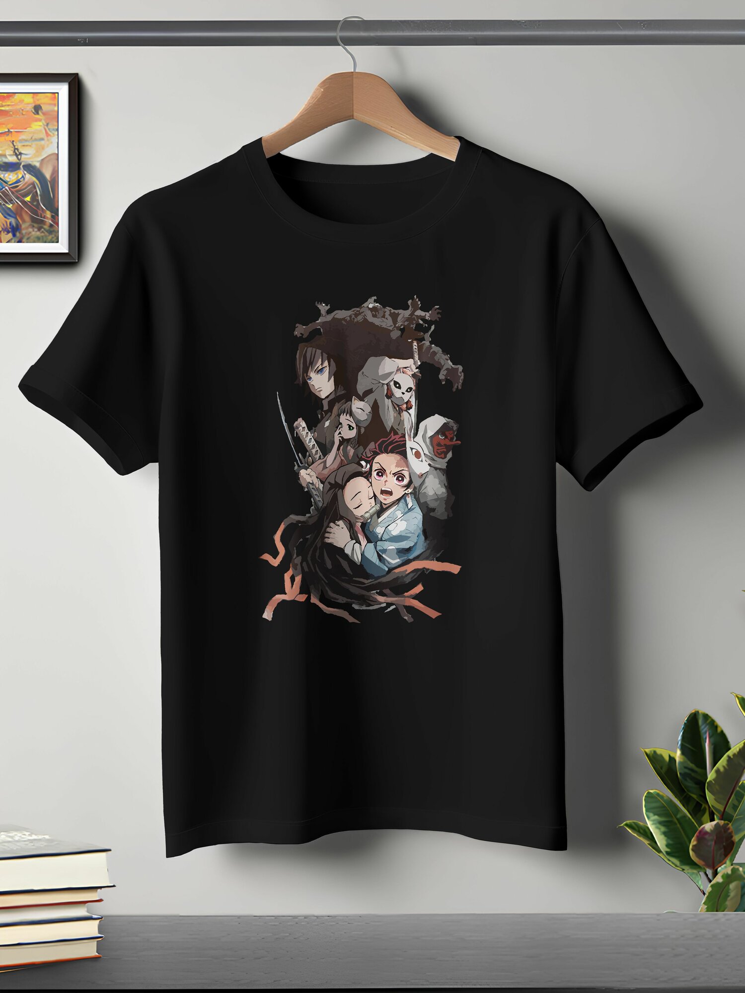 Футболка  Детская ONEQ 128 (8-9) размер с принтом Kimetsu no Yaiba, черная