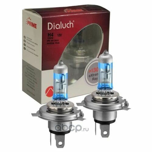 Лампа Н4 12V 60/55W P43t (ДиаЛУЧ) Extreme Ray PR +130% 2шт. Диалуч 12604PRXRDUO