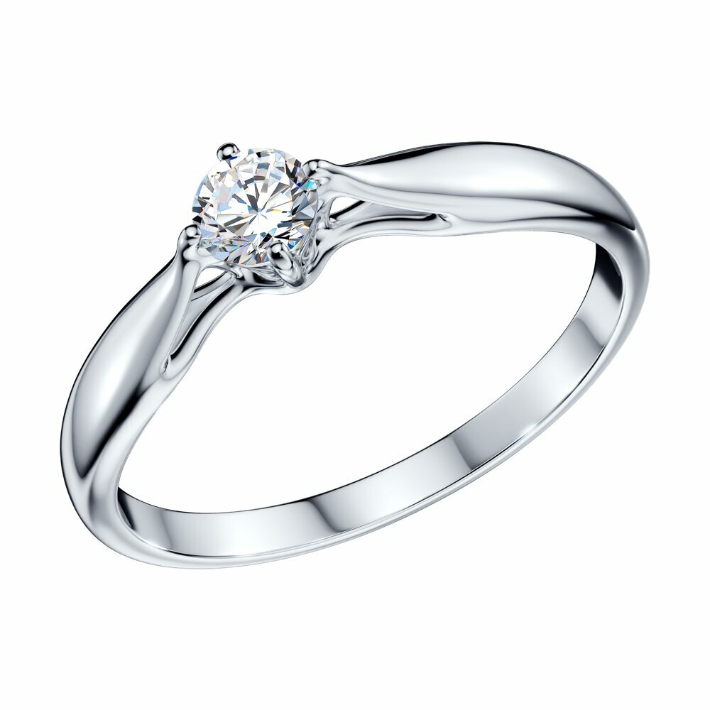 Кольцо помолвочное, белое золото, 585 проба, бриллиант выращенный