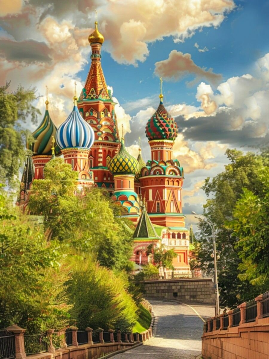 Картина по номерам на подрамнике 40*50 см "Летний храм"