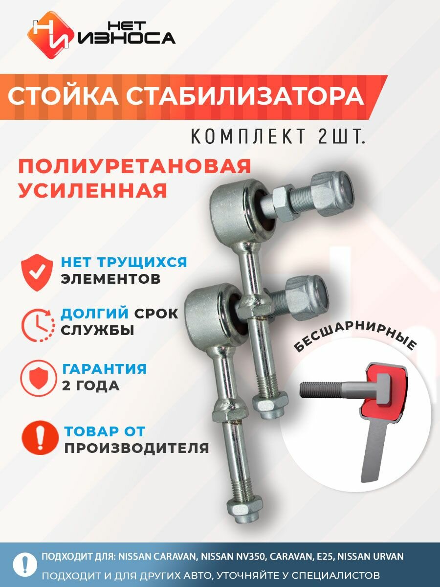 Стойки стабилизатора полиуретановые усиленные NL060 (комплект 2 штуки) Nissan Caravan, Nissan NV350, Caravan, E25, Nissan Urvan