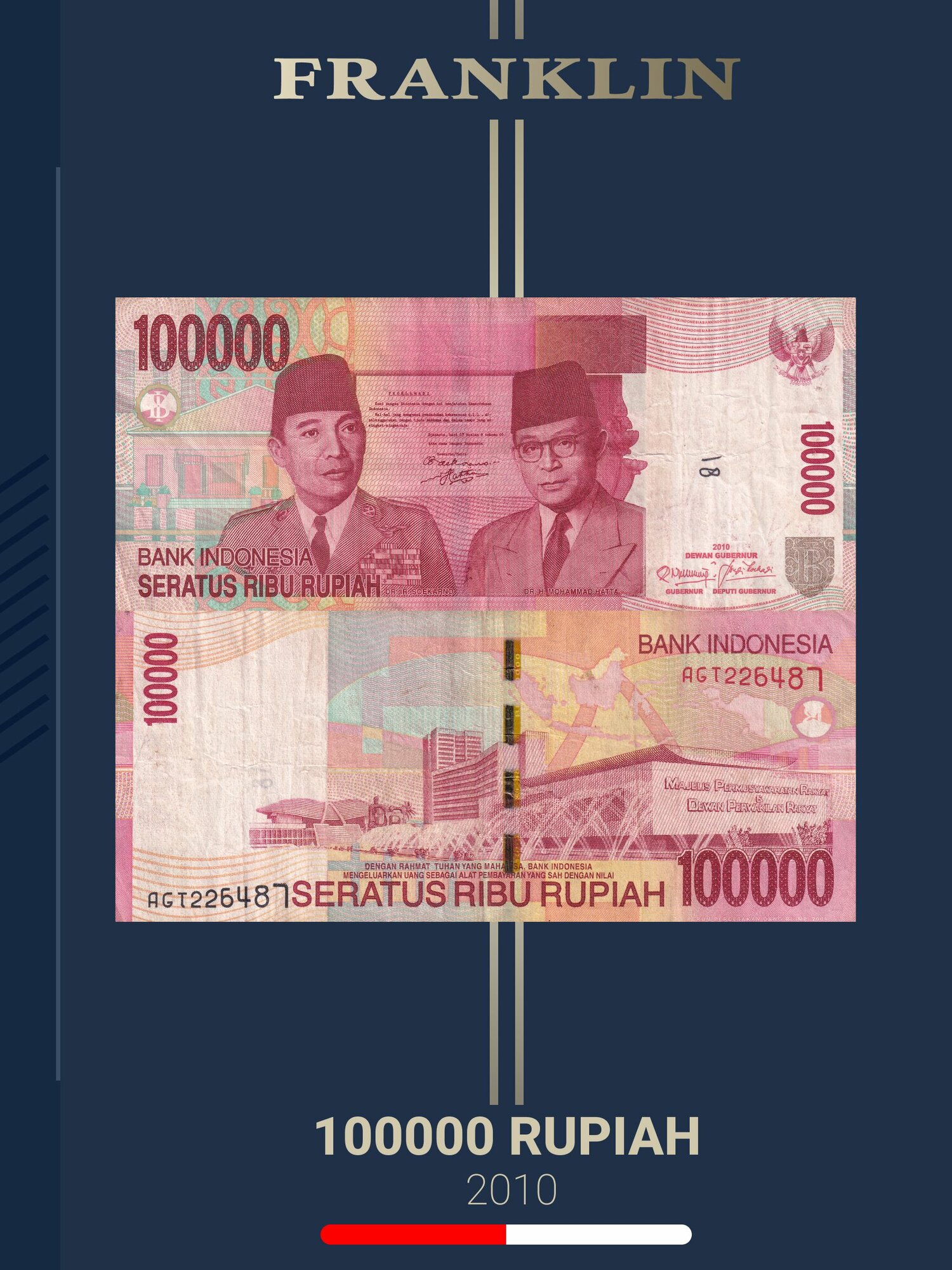 Банкнота Индонезия 100000 рупий 2010 год (F) Pick 146g