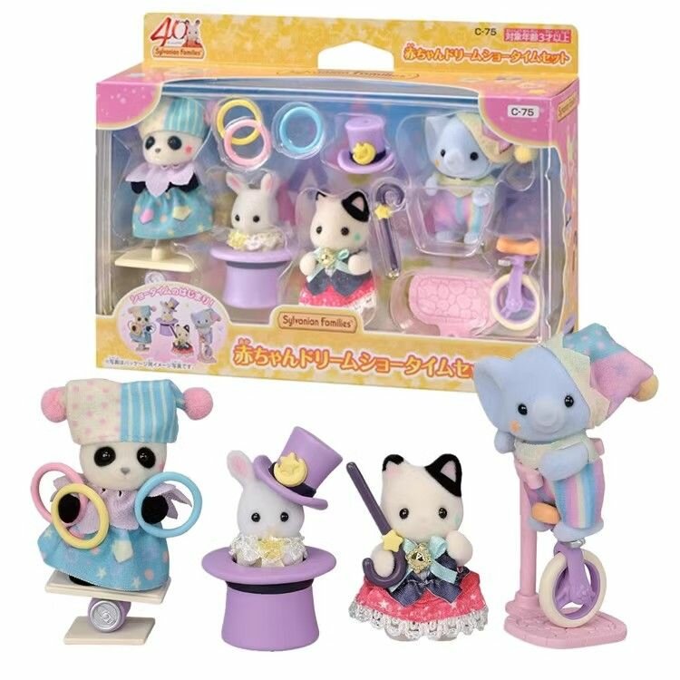 Фигурки Sylvasnian Familles Цирковое акробатическое представление Набор для слона и панды в коробке