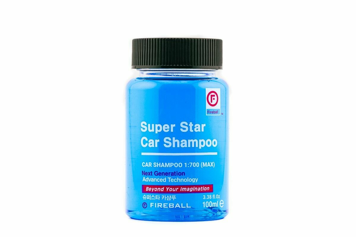 Автошампунь FIREBALL для ручной мойки с мерной бутылкой Super Star Car Shampoo 1:500 PH7 Фруктово-Цитрусовый (синий) 100 мл