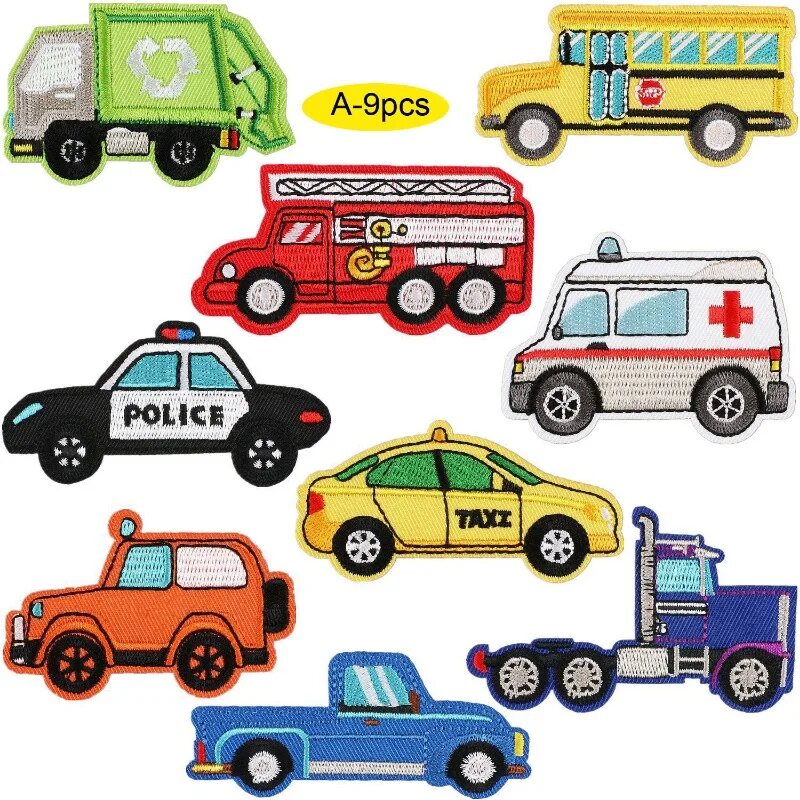 Детские вышитые нашивки с автомобилями 9/10 шт. A-9pcs
