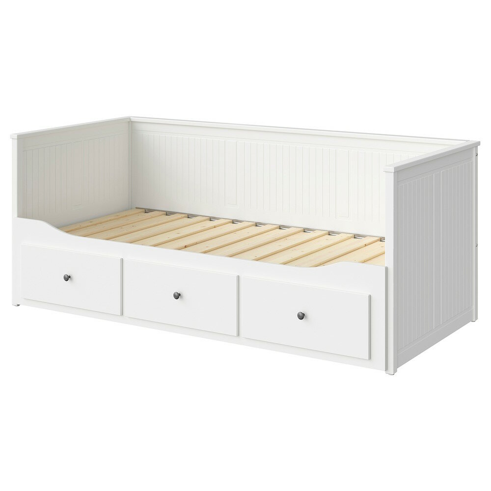 Кровать-тахта выдвижная двуспальная с ящиками кантри (IKEA HEMNES), 80х200, белый
