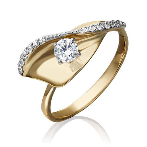 Кольцо, золото, 585 проба, фианит