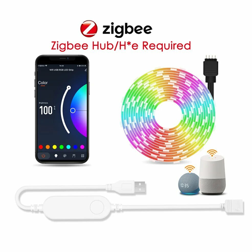 Arteco RGB светодиодная лента 5В, 2 метра, Zigbee Control