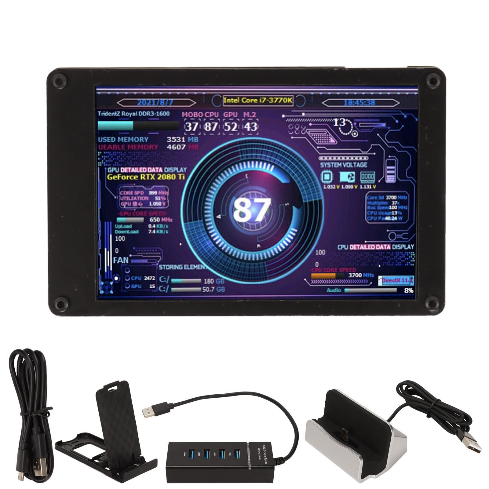 Компьютерный монитор температуры 3,5 дюйма Редактор темы Регулируемая яркости ПК -монитор процессора для графических оперативных оперативных оперативных данных