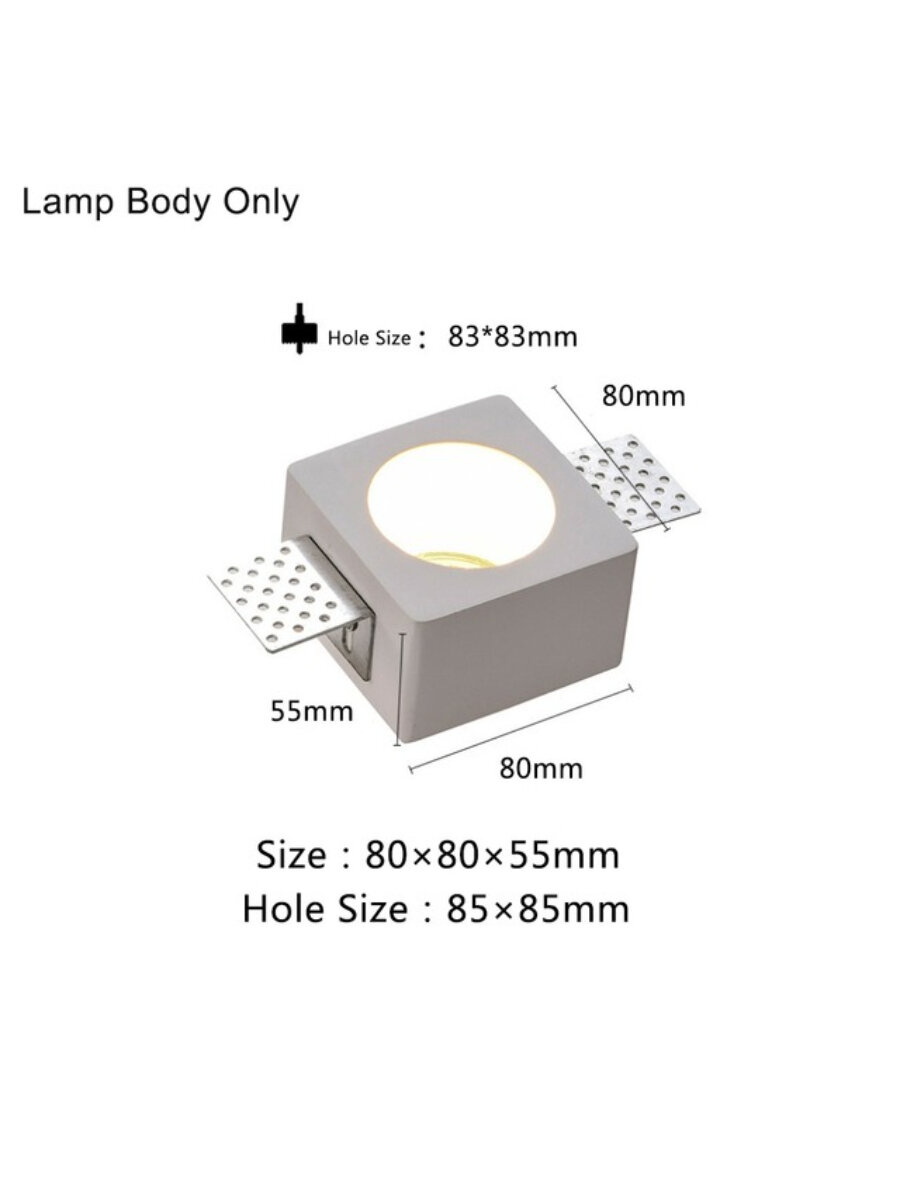 Светильник GU10 LED, встроенный, гипсовый, настенный, для помещений