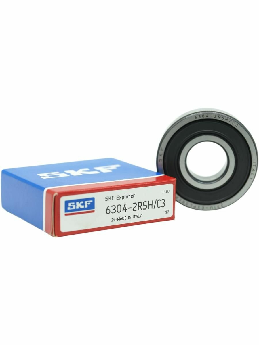 Подшипник стиральной машины и генератора 6304-2RSH/C3 SKF (20х52х15 мм) закрытый с тепловым зазором, оригинал, 1 шт.