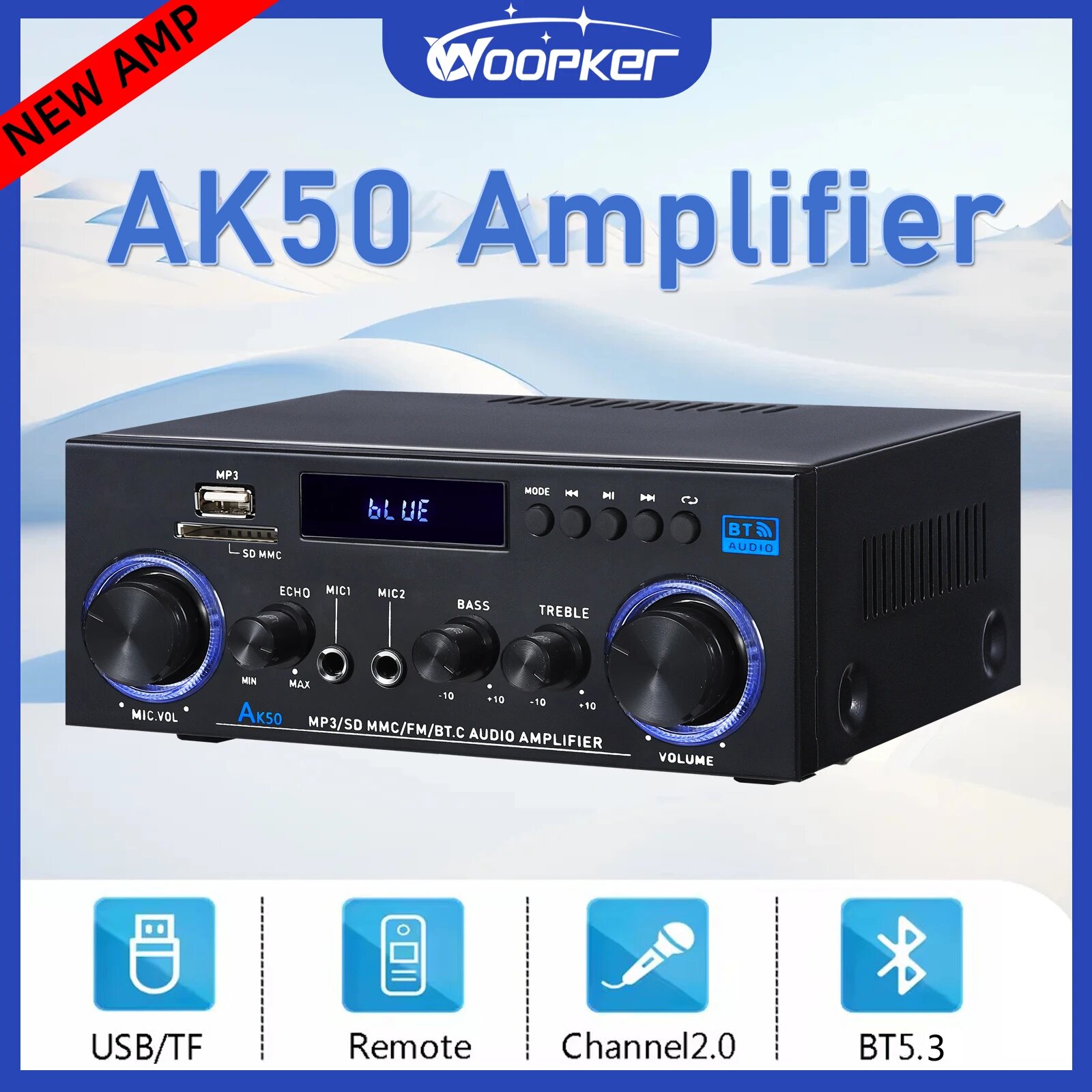 Woopker AK50 Аудиоусилитель, 840 Вт, EU Plug